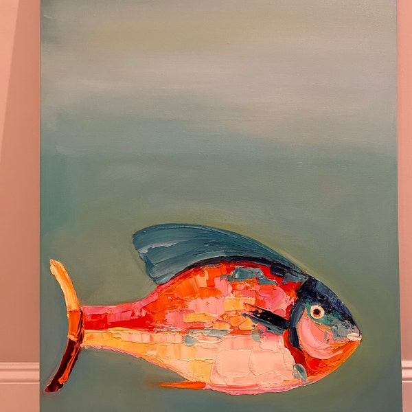 Original Abstract Painting Fish, Contemporary Art, Wall Hanging ...