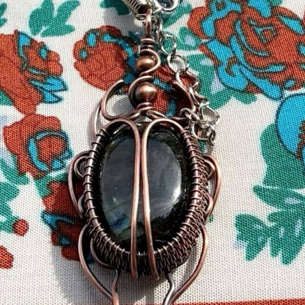 Wire Wrap Sword Necklace/100% Copper Wire Wrapped Blue Jasper Sword ...