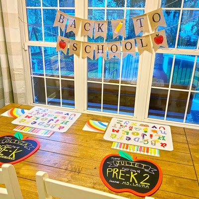 Back to School Banner, First Day of School, First Day of School Burlap ...