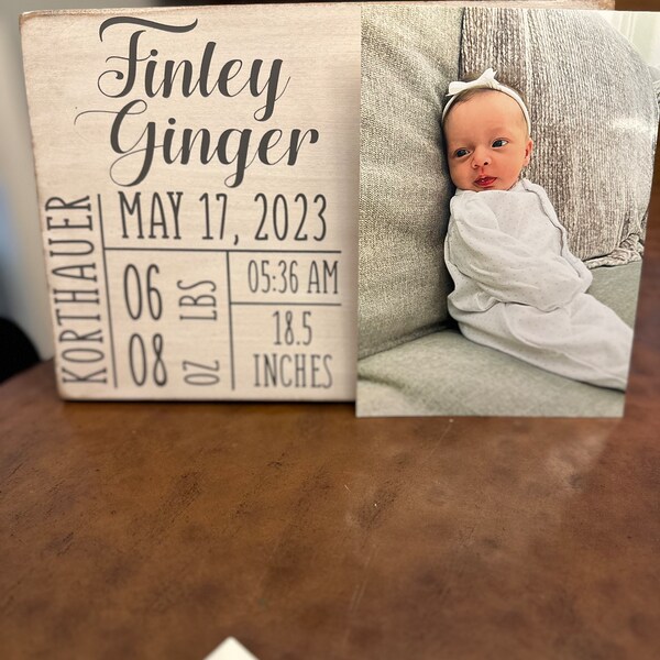 Personalized Baby Birth Stats Picture Frame, Birth Announcement, New ...