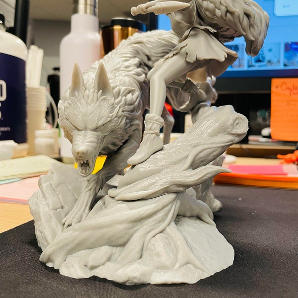 Wolf Girl | Princess Mononoke With Companion Wolf Moro | Anime Diorama ...