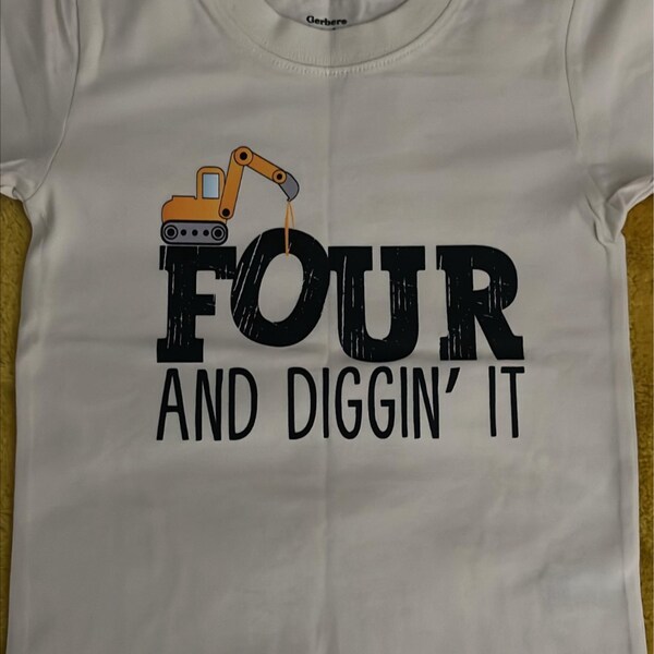 Three and Diggin' It Onesie® , Matching Birthday Shirt, Construction ...