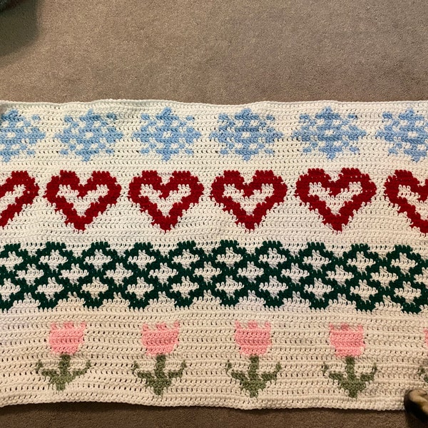 Tulip Graph Crochet PATTERN PDF - April Fair Isle Style Calendar ...