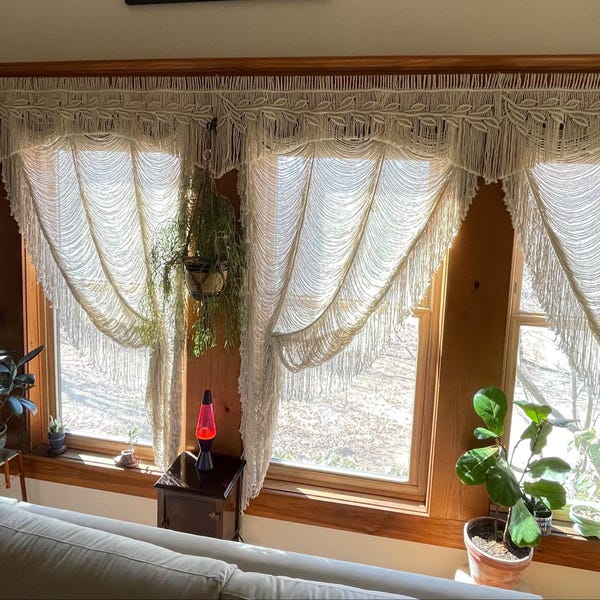 Macrame Window Valance, Wall Hanging, Bead Curtain - Etsy