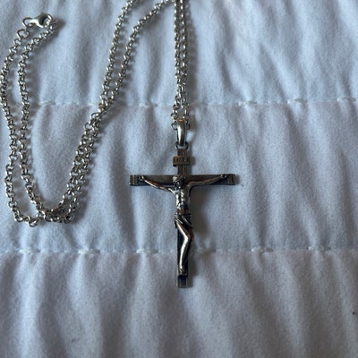 Personalized Silver Jesus Cross Necklace, Handmade Crucifixion of Jesus ...