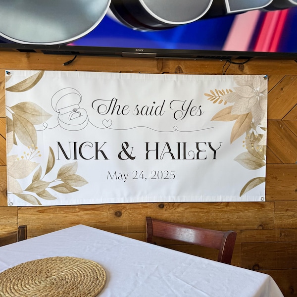 Engagement Banner, She Said Yes Banner, Engagement Decor, Indoor Banner ...