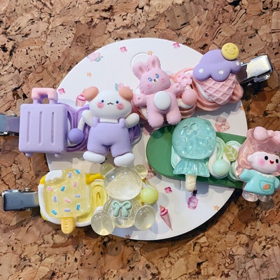 Kawaii Handmade Hair Clips, Color of Your Choice, Random 1, Cute ...