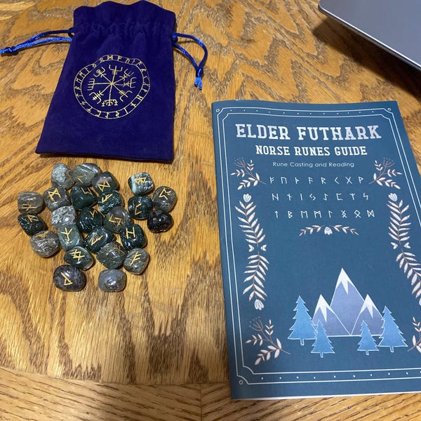 Rune Stones Gift Set Includes 21 Page Guide Book and Free Bag ...
