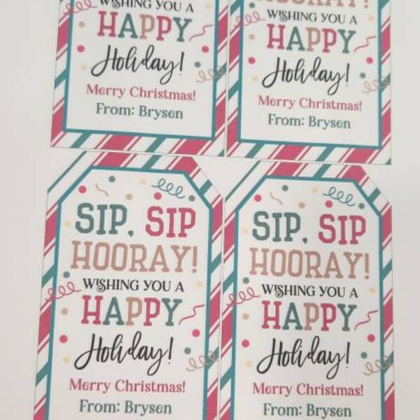 Straw Christmas Gift Tag Holiday School Gift Tag Kids Gift Label ...