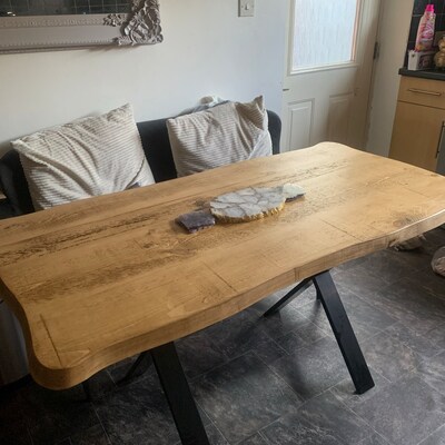 Solid Oak Extendable Dining Table With Star Legs Industrial - Etsy UK