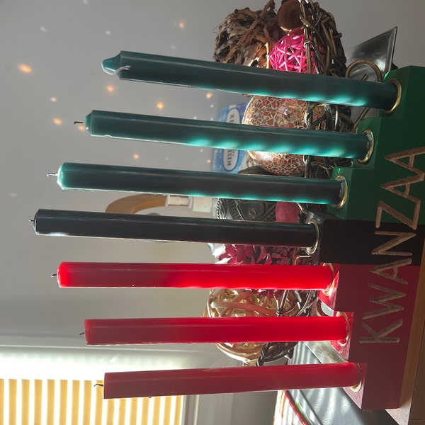 Kwanzaa Kinara- Candles Included -traditional- 7 Mishumaa Saba Candles ...