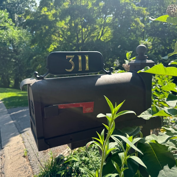 Mailbox Address Number Plate 1 With Brass Numbers | Rust-proof Cast ...