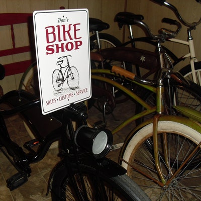 Bike Shop Sign, Vintage Bicycle Sign, Personalized Bike Sign, Custom ...