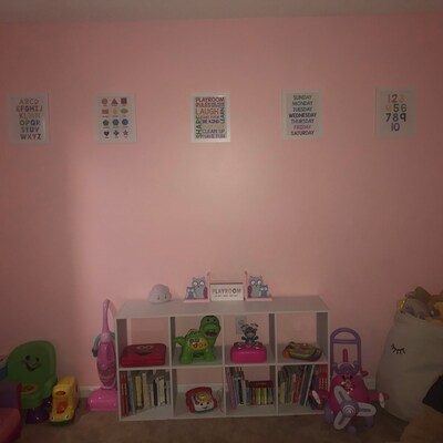 Playroom Educational Wall Art Alphabet Numbers Shapes Playroom Rules ...