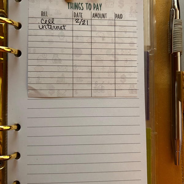 Payment Tracker Post-it Notes | Finance Sticky Notes | Bill Pay Sticky ...