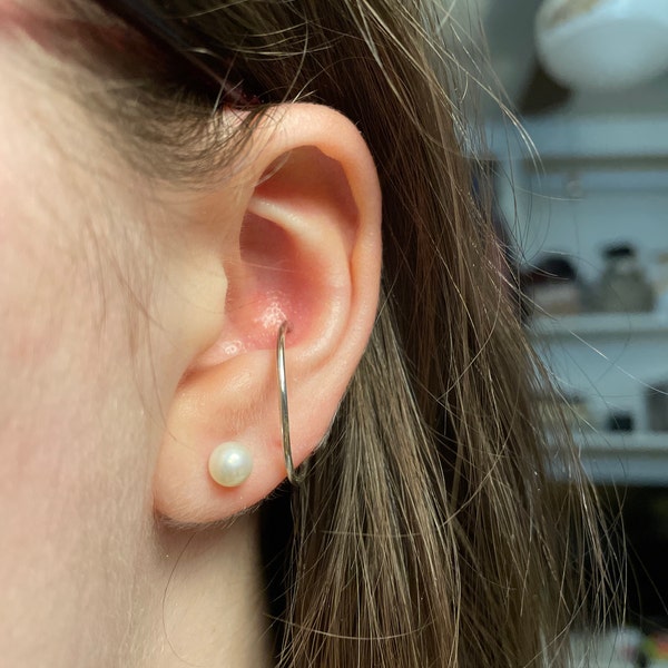 Minimalist Conch Hoop Oversize Conch Ring Silver Conch Piercing Large ...