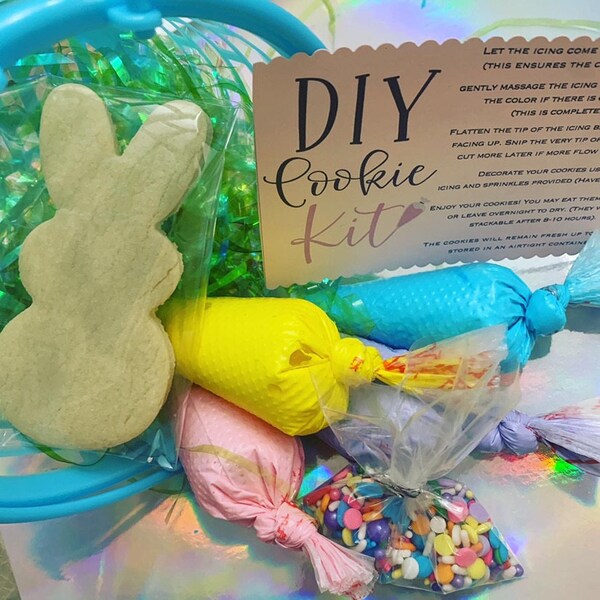 Printable Spring DIY Cookie Kit Instruction Card Purple Piping Bag 3.5 ...