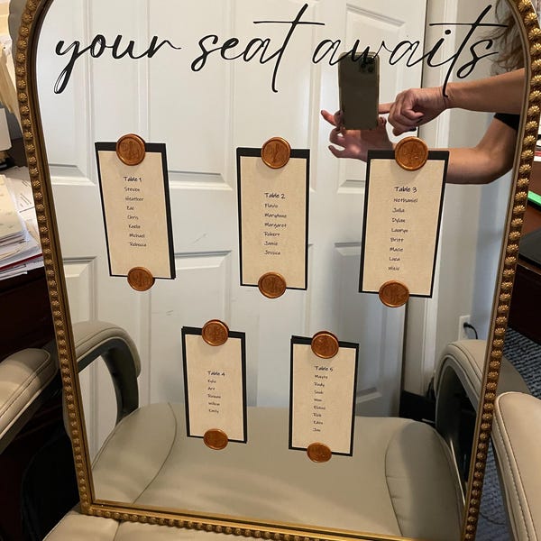Your Seat Awaits Wedding Sign Decal, Mirror Sticker for Seating, Vinyl ...