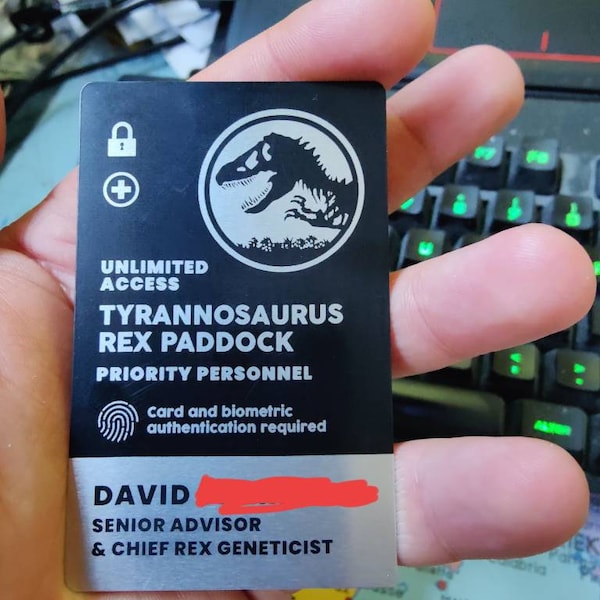 Personalized Jurassic Park Metal ID Pass: T-rex Paddock Cosplay Prop - Etsy