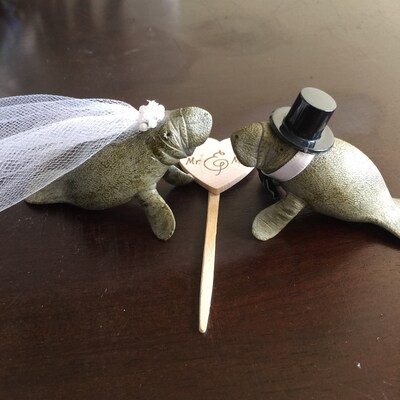 Manatee Couple Wedding Cake Topper-beach Wedding-beach Wedding - Etsy