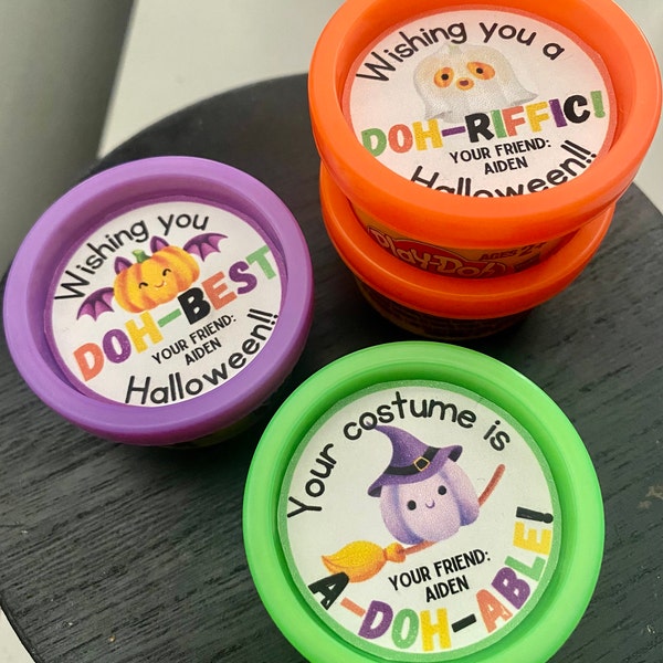 Personalized Halloween Play-doh Tag, Play Dough Halloween Gift Label ...