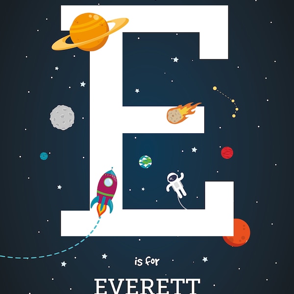 Space Wall Art Set of 3 Prints, Space Themed Nursery, Custom Baby Name ...