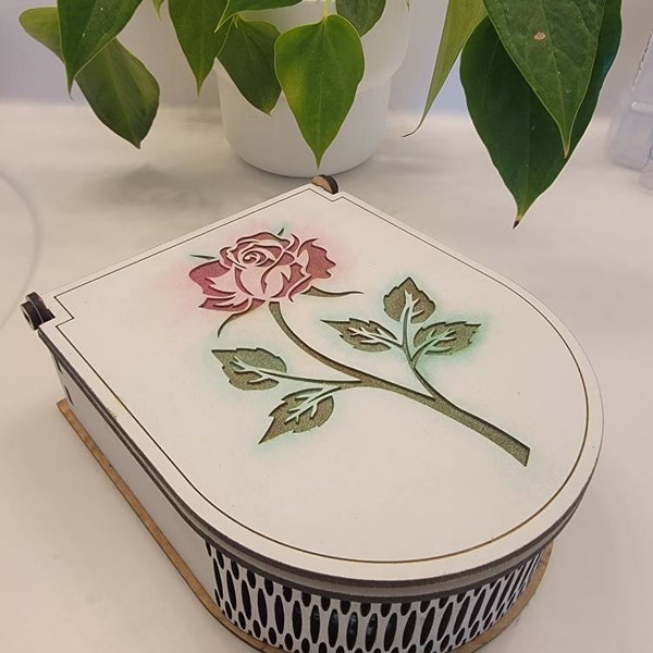Rose Jewelry Box Laser Cut Vector Template , SVG DXF Design, Laser ...