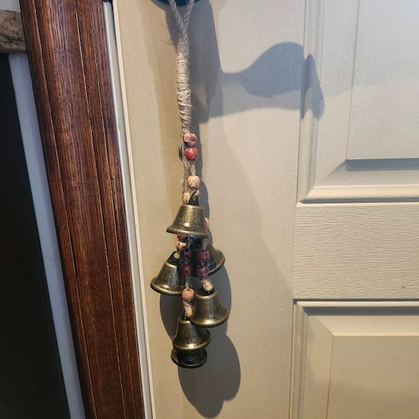 Protection Witch Bells, Doorknob Hanger, Celtic Door Bells, 6 Brass ...
