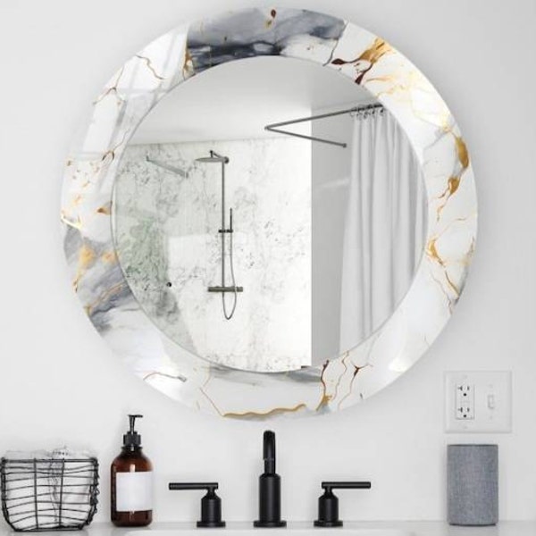 Round Mirror Wall Decor, Mirror Glass Decor, Cosmic Theme Wall Art ...