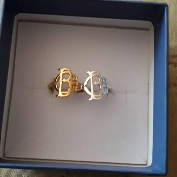 Personalized Monogram Ring - Double Initials Ring - Custom Monogram ...