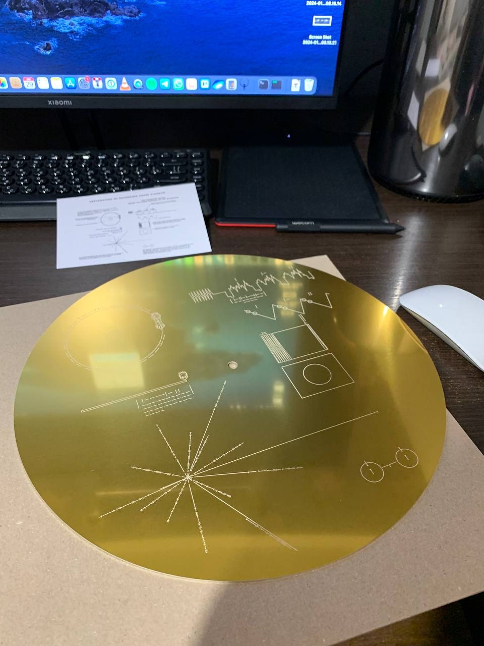 Full size metal replica of NASA Voyager Golden Record cover, laser ...
