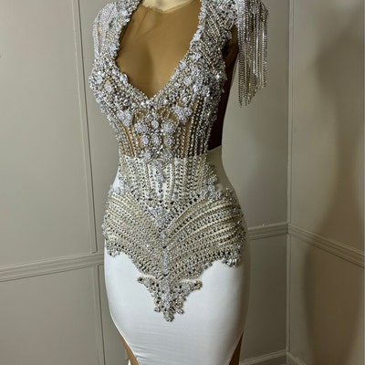 8 Inches Long Rhinestone Fringe I High Quality Rhinestone Trim/ Tassel ...