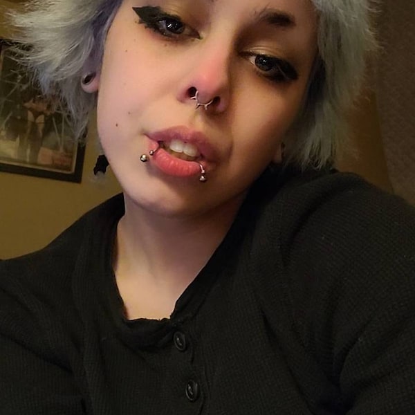 Punk Rivet Stud Lip Piercings, Rivet Tongue Ring, Devil Tooth Lip ...