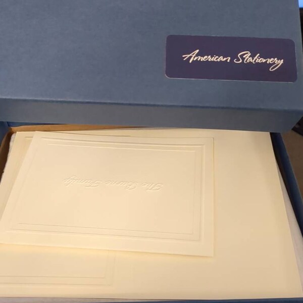 Emboss Name Note Cards Flat Note Cards Personalized Simple Stationary ...