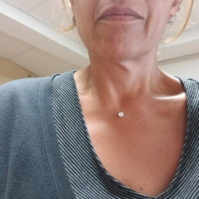 Collier fil transparent Nylon invisible cristal Swarovski argent 925 ...