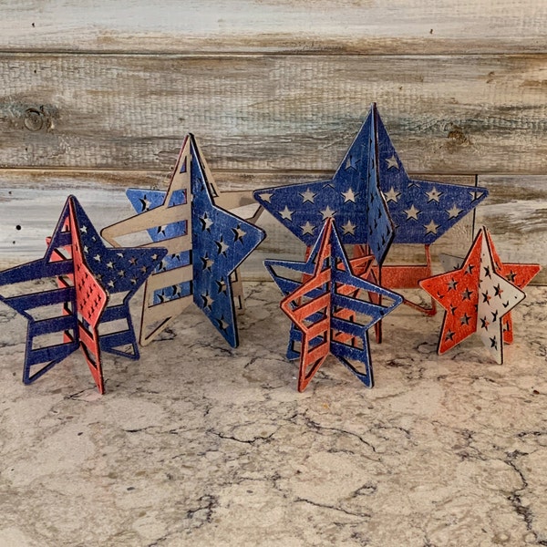 1/8" 3D Standing Stars -set of 5 Patriotic Stars and Stripes for Mantle ...