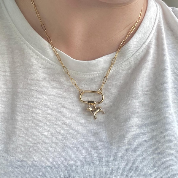 Mini Carabiner Paperclip Chain Link Necklace 18k Gold Stainless Steel ...