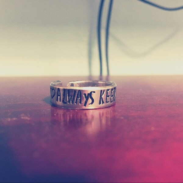 Always Keep Fighting Aluminum Metal Stamped Adjustable Ring ...