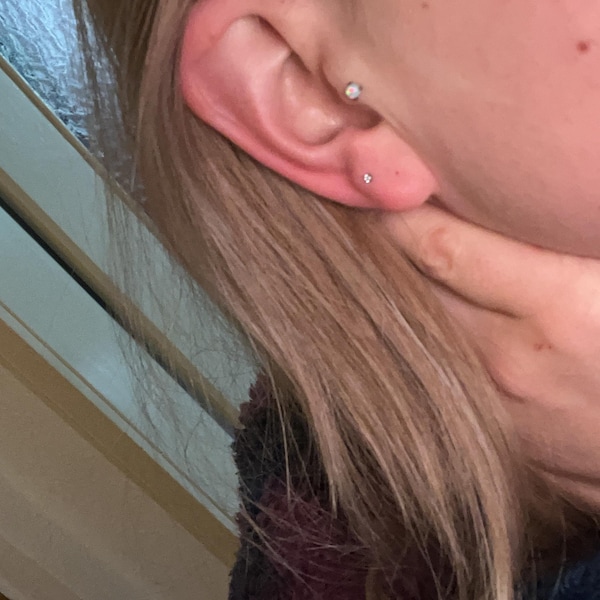 Titanium Vertical Dangle Hidden Helix Piercing, Threaded Flat Back Stud ...