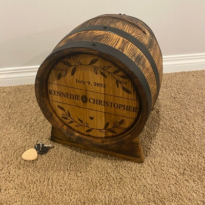 Wedding Barrel Card Box 10L, Personalized Oak Whiskey Barrel Box, Wine ...