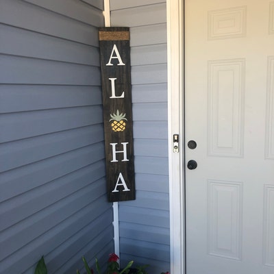 Large Aloha Sign With Hibiscus Tropical Welcome Wood Sign Any Symbol ...