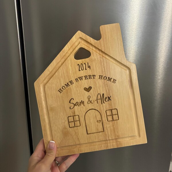 Home Sweet Home House Shaped Board Personalised House Warming Board ...