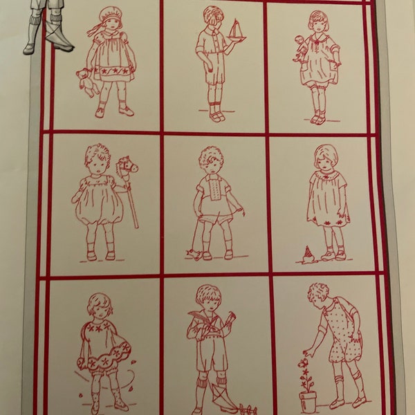 The 20s Kids, Redwork Embroidery Pattern, Trace It to Fabric, Hand ...