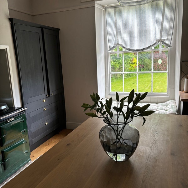 Linen Window Valance With Bows, Farmhouse Balloon Shade, Faux Tie ...