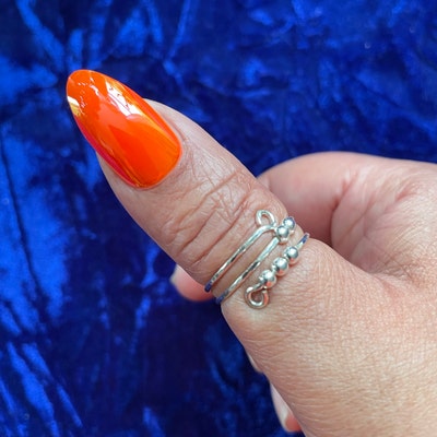 Fidget Thumb Ring, 925 Sterling Silver Wire & Balls, Hand Hammered ...