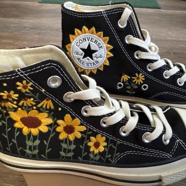Floral Converse/ Embroidered Converse/ Converse High Tops the Hill of ...