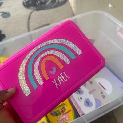 Back to School Pastel Rainbow Personalized Girls Pencil Box School ...