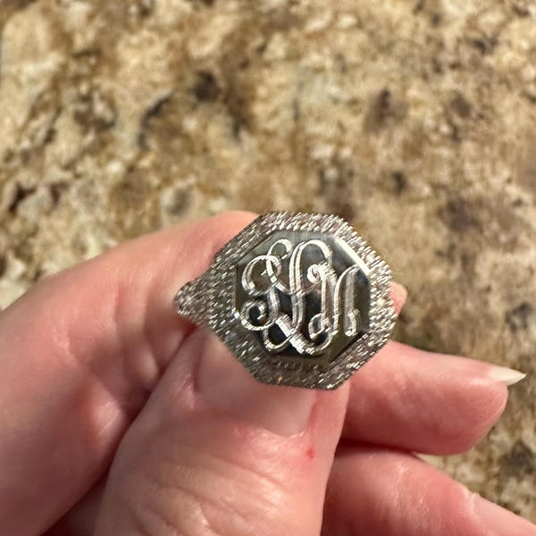 Sterling Silver Monogrammed Ring-vintage Style - Etsy