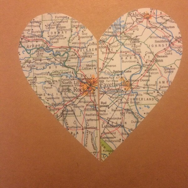 Long Distance Boyfriend Card Custom Made Map Heart With Your Cities - Etsy