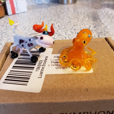 Small Glass Cow Figurine Sculpture Funny Handmade Cute Homedecor Murano ...